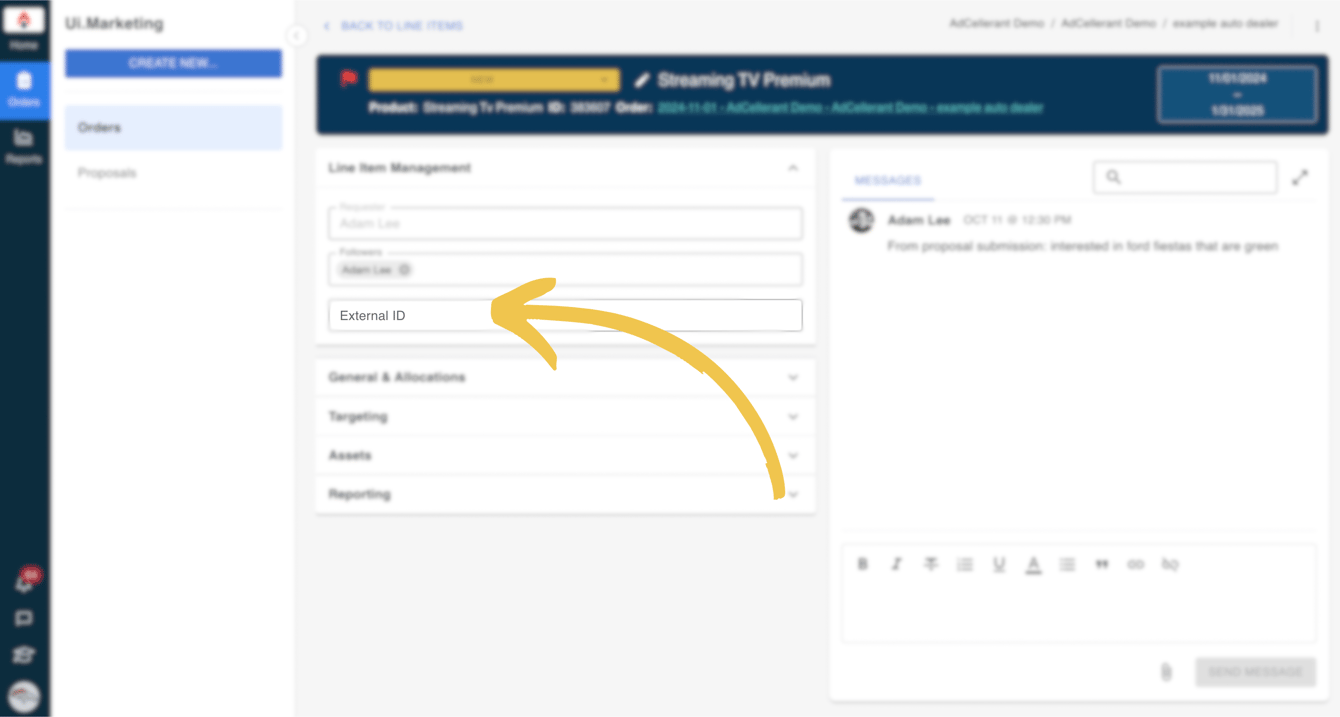 External ID in Line Items